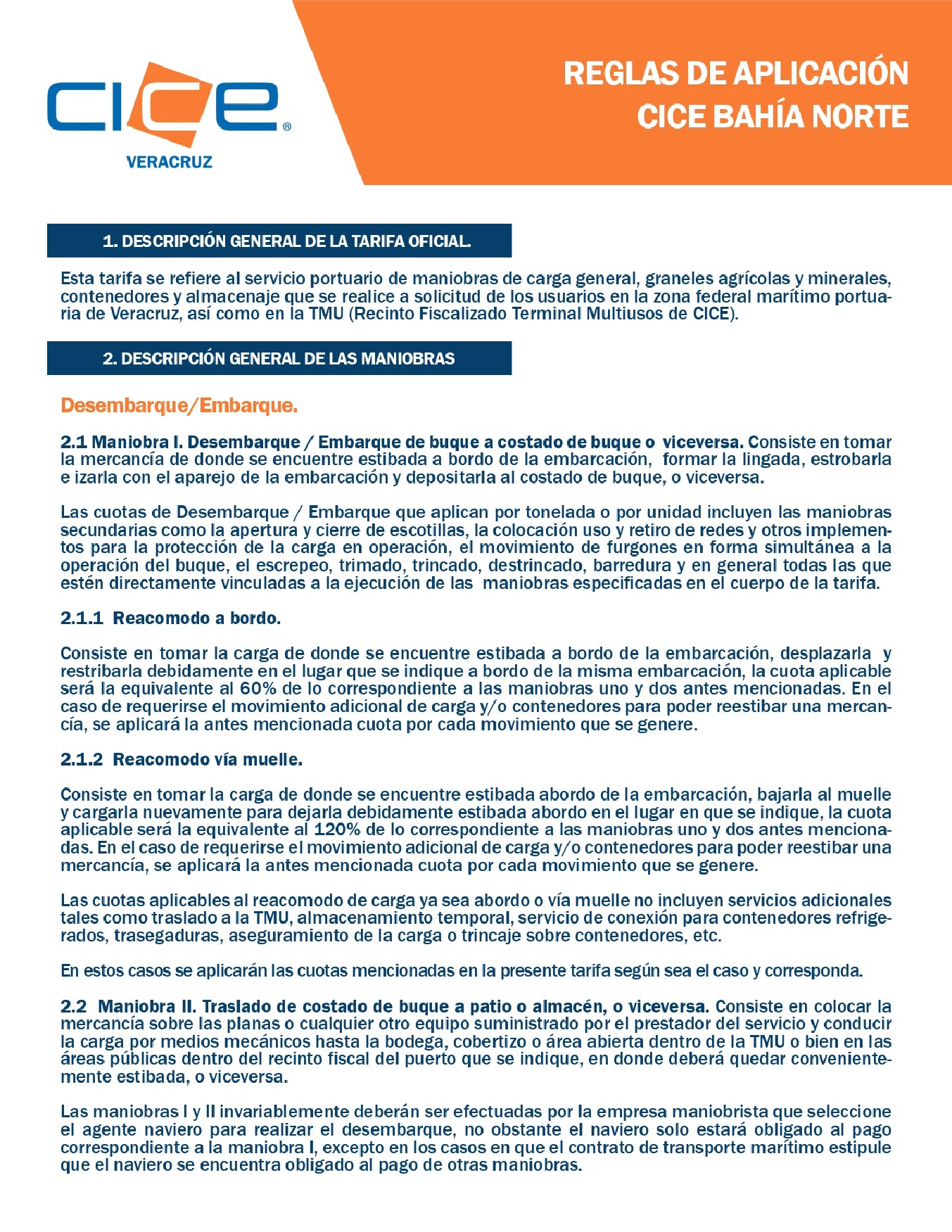 Tarifas Puertos - CICE